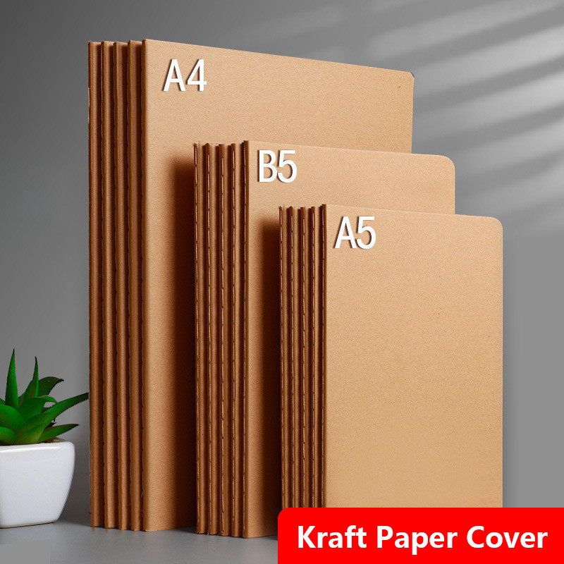 36 Sheets/set Student Kraft Paper Cover Notebook A5 B5 Blank, Line ...