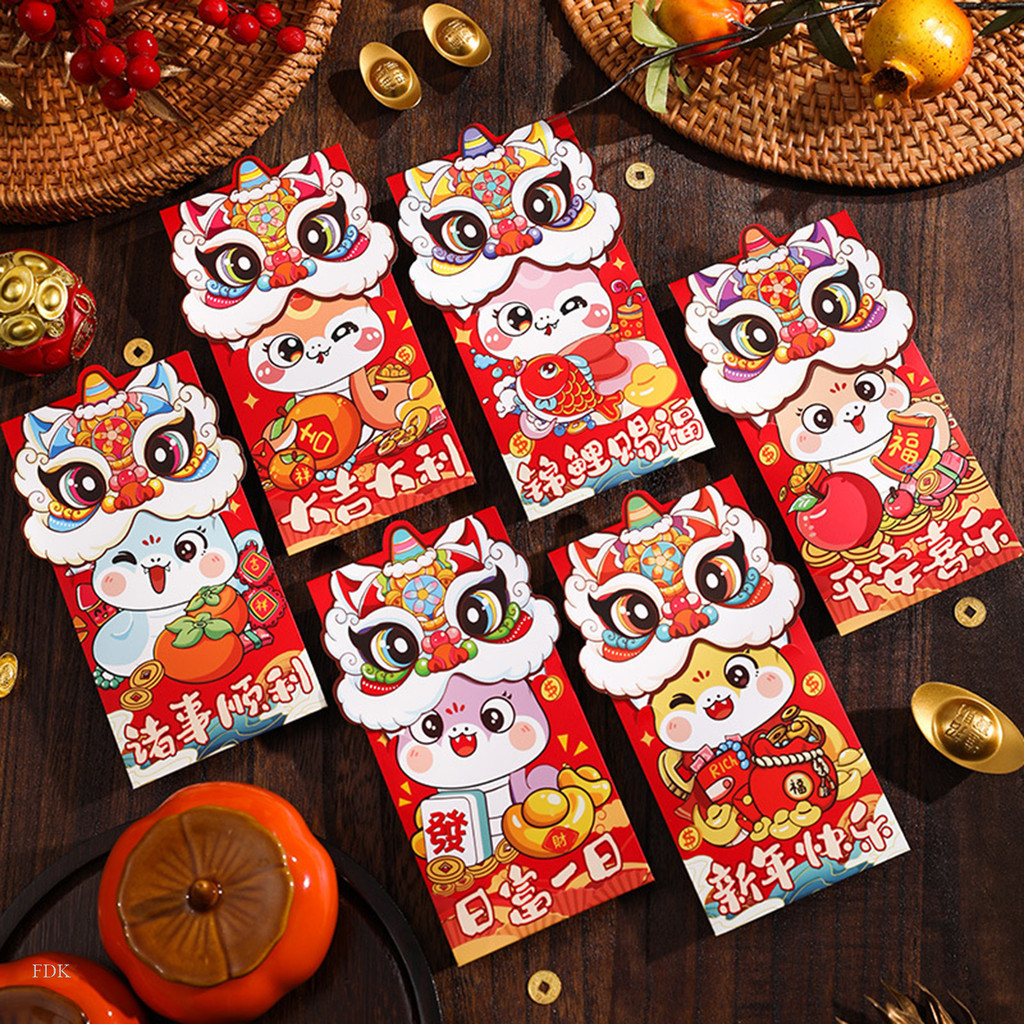 FDK 6Pcs Chinese New Year Red Envelopes Snake Year Red Packet 2025 ...