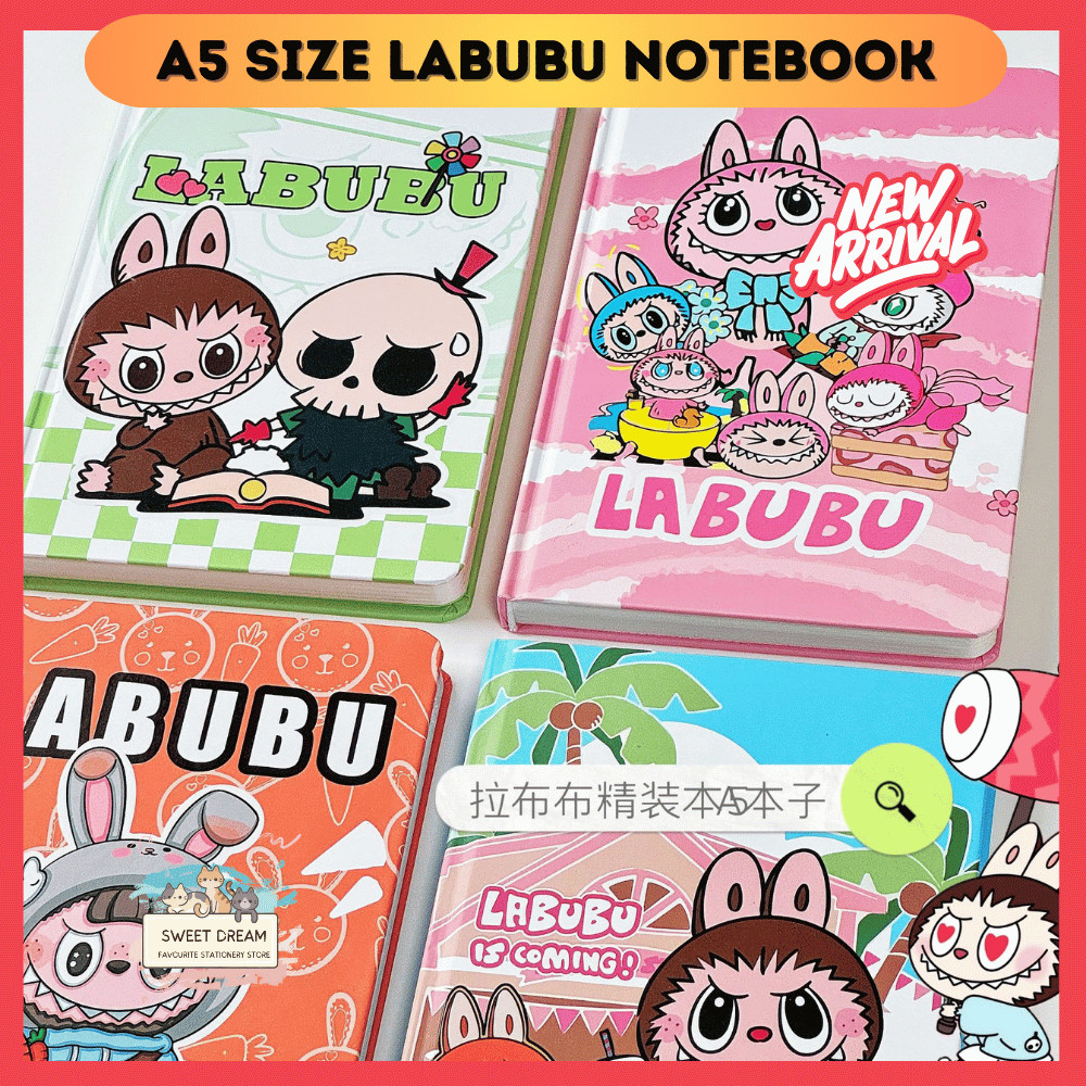Cute Cartoon Labubu A5 Size Horizontal Line Notebook Cute Hard Cover ...