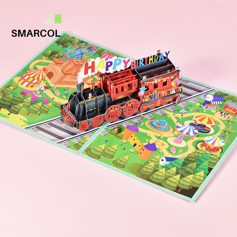 Happy Birthday Train Pop Up Card 3D Greeting Card for Kids Boys Men ...