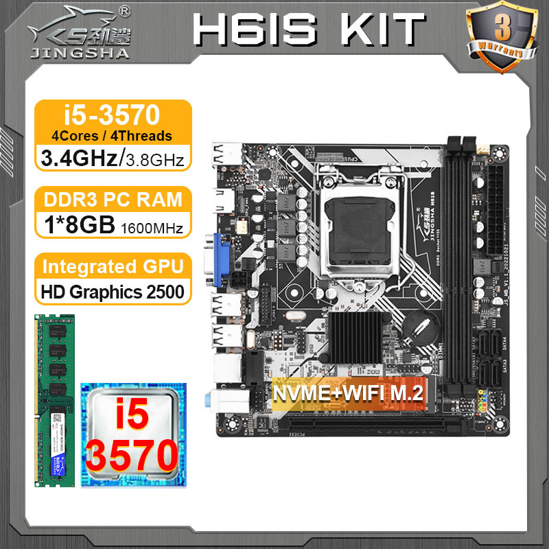 JINGSHA H61 ITX Motherboard Kit with Core i5 3570 processor and 8GB DDR3 Memory placa mae LGA ...