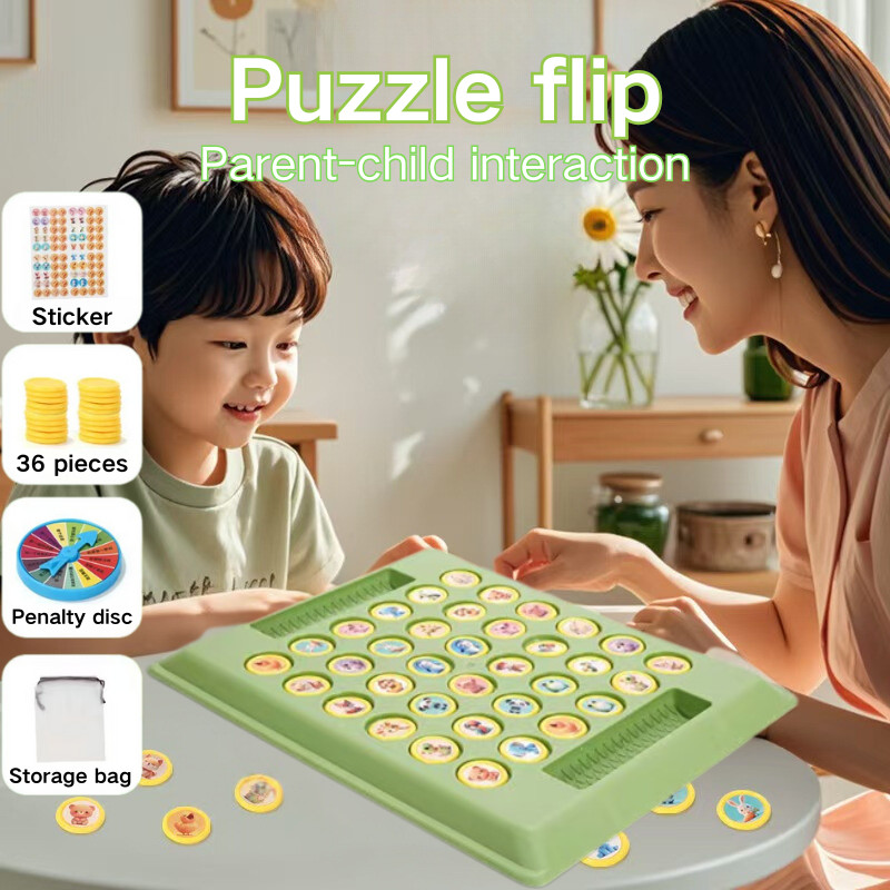 Flip Chess Board Games Animal Flip Board Memory Chess Game Kids Toys ...