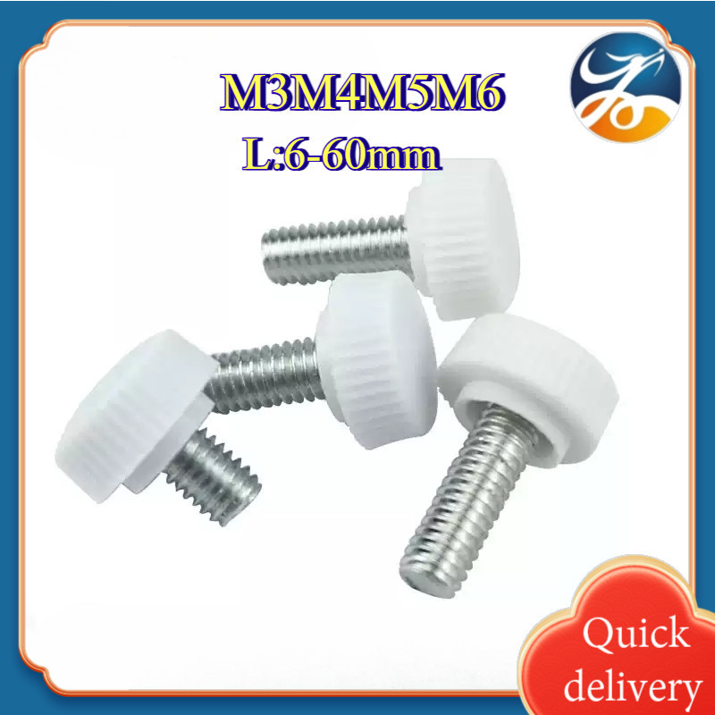 White Rubber Head Screw Straight Grain Knurled Hand Screw Round Head ...