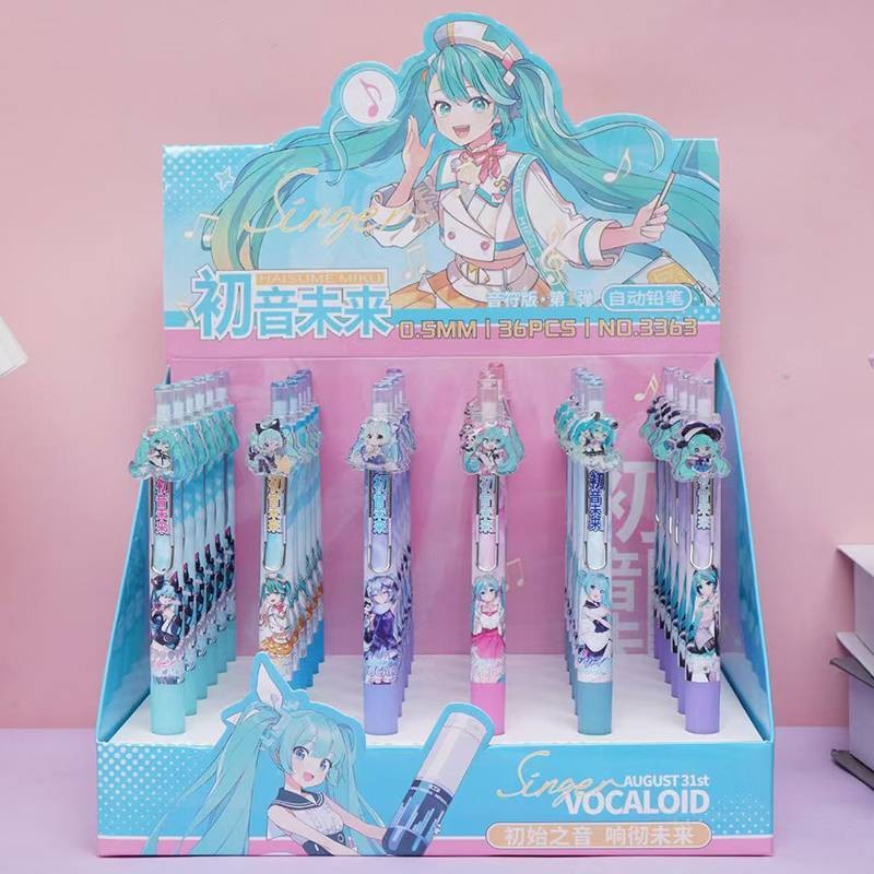 6Pcs/Set Anime Hatsune Miku Mechanical Pencil Cartoon 0.5mm Automatic ...