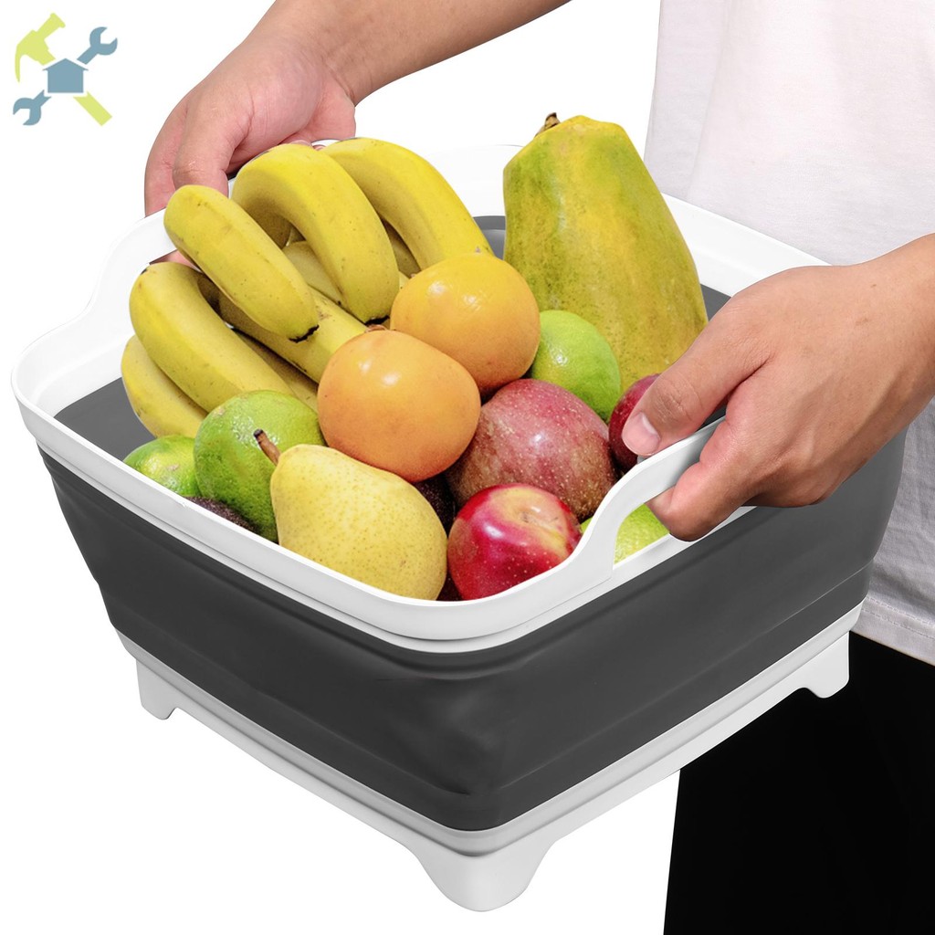 Foldable Washing Basin with Carry Handle 8.5L Dish Washing Tub with ...