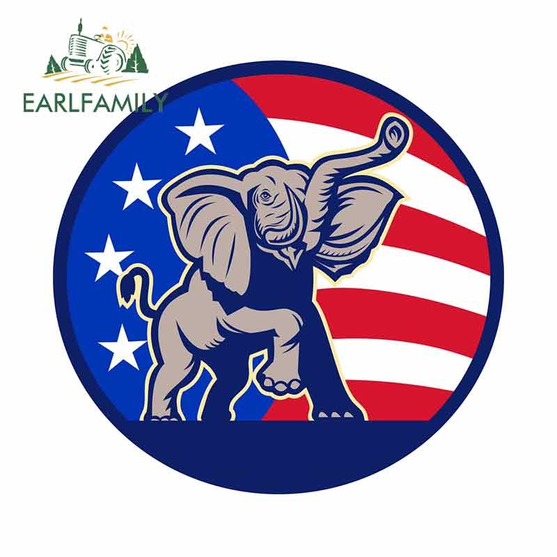 EARLFAMILY 13cm x 12.6cm for Republican Elephant Mascot USA Flag Fine ...