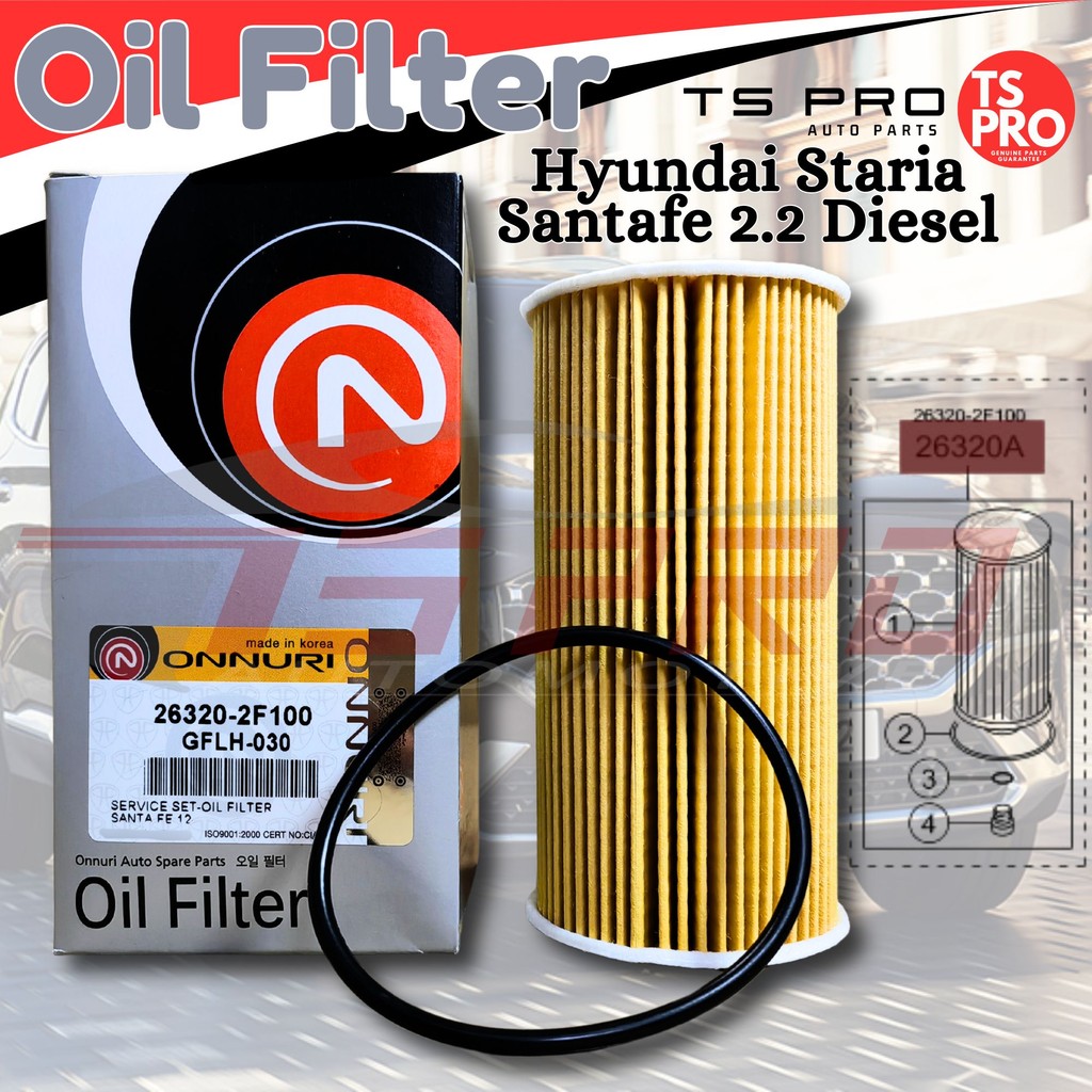 Hyundai Korea 26320-2F100-K Engine Oil Filter Minyak Hitam Penapis ...