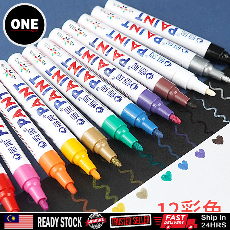 Paint pen 12 colors metallic paint pen color marker industrial tire pen ...