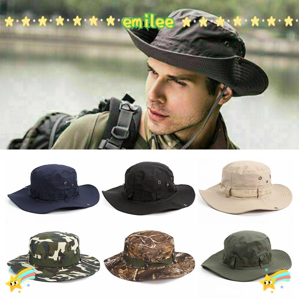 EMIL Men's Bucket Hats Outdoor Jungle Hat Hiking Wide Brim Fishing Cap ...