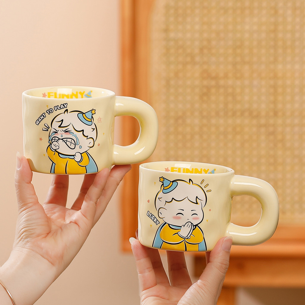 Creative Cute Ceramic Mug ins Style with Lid Couple Water Cup High ...