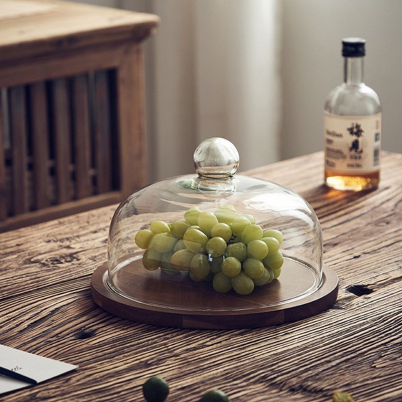 Bamboo Cake Stand With Dome Multi Function Cake Holder Serving Platter ...