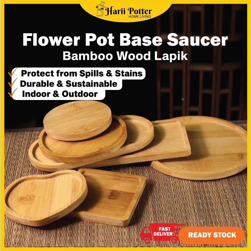 Mini Bamboo Tray Bamboo Saucer Plant Pot Flower Pot Saucer Cup Holder ...