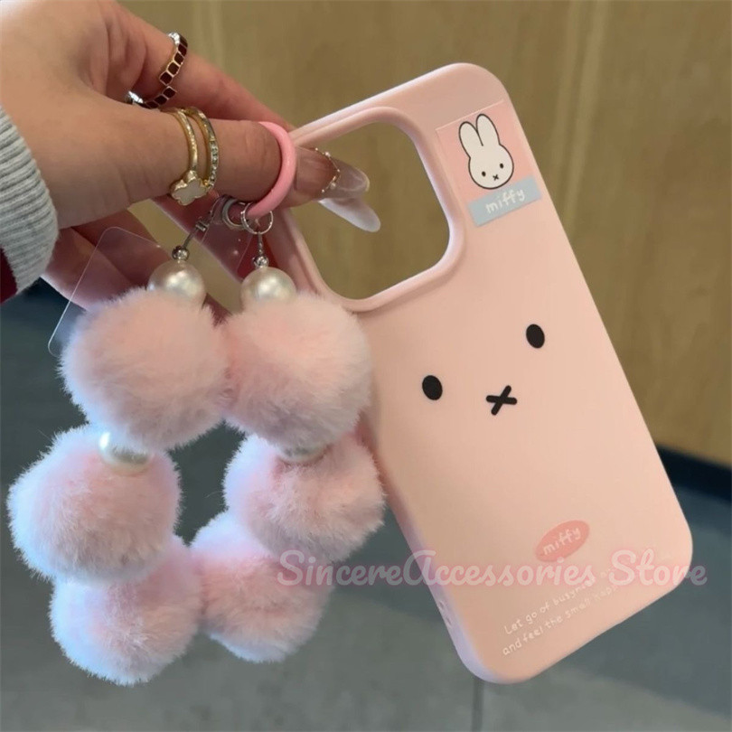 Compatible For iPhone 16 11 12 13 15 14 Plus Pro Max Xs X Xr Miffy Rabbit Plush Hanging Rope ...