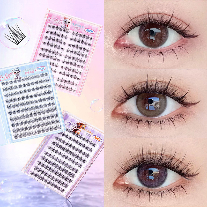 BQI Large Capacity Glue-free False Eyelashes C-curl Flame Trilogy ...
