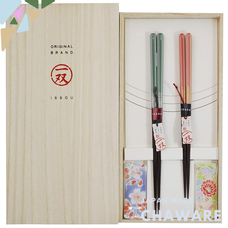 Set of Two Japanese Couple's Chopsticks with Lacquer Finish, Includes Paulownia Box and ...