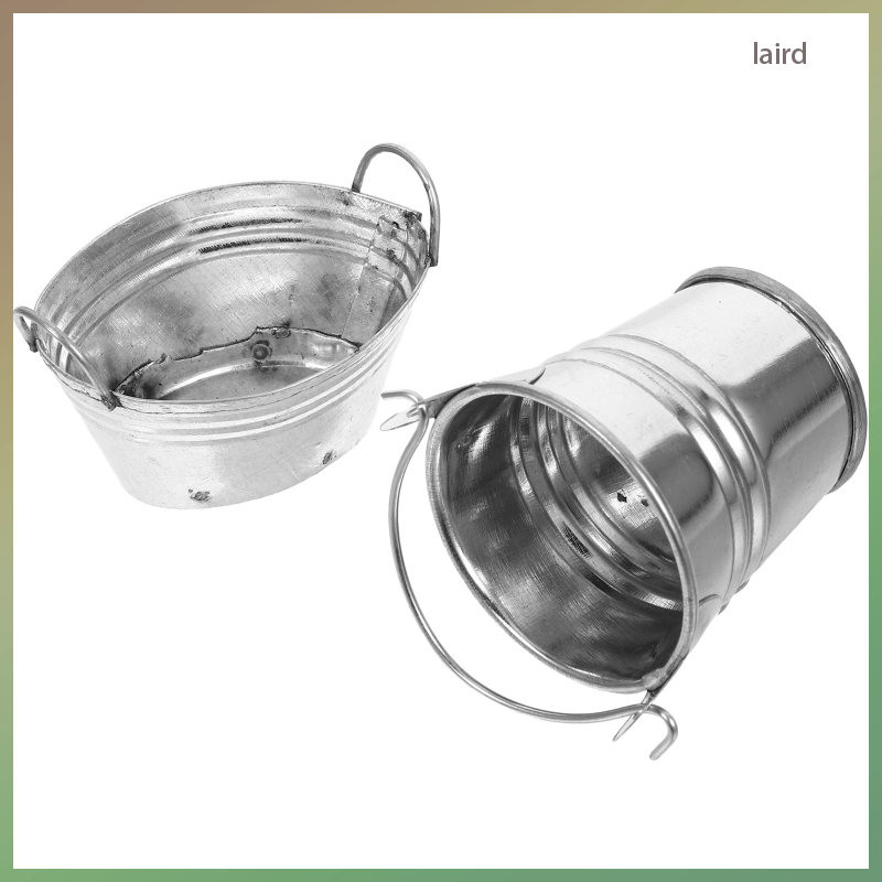 2 Pcs Doll House Mini Iron Bucket Dollhouse Accessories Pail Set Water ...