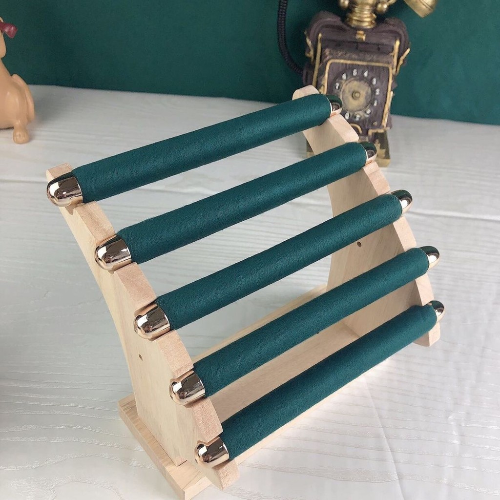 Rubber Wood 5-Layer Jewelry Rack Ring Storage Rack Ring Display Rack ...