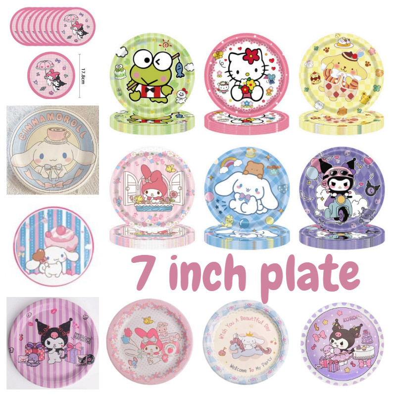 New Cute Cartoon Sanrio Circular 7-inch Paper Plate with Hello Kitty ...