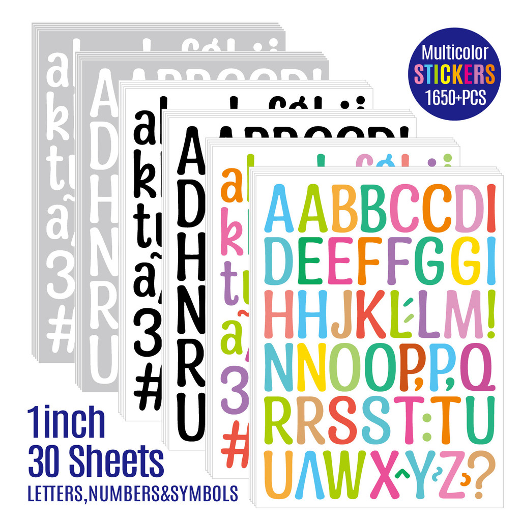 1 Inch Vinyl Self-Adhesive Letter Alphabet ABC Stickers for DIY Mailbox ...