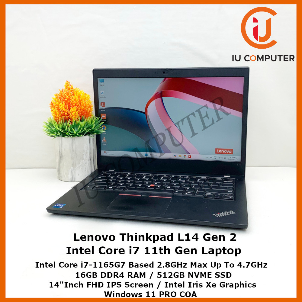 LENOVO THINKPAD L14 GEN 2 INTEL CORE I7-1165G7 16GB RAM 512GB NVME SSD ...