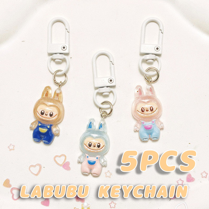 Mini Cartoon Labubu Keychain 5Pcs Labubu Pendant Schoolbag Hanging ...