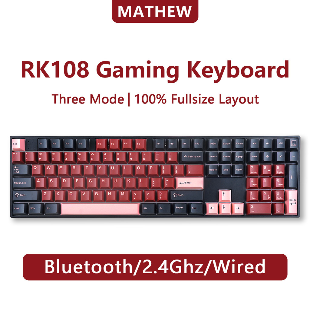 Royal Kludge RK108 RGB Mechanical Keyboard 3-mode BT/2.4G/Wired Hot ...