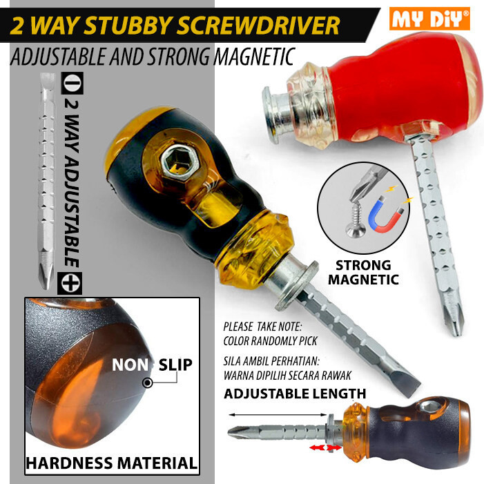 2 way Mini Adjustable Magnetic Screwdriver 2 Way Mini Stubby ...