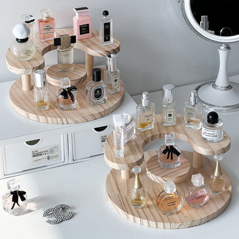 【real stock】Wooden perfume storage box Bottle jar jar storage rack ...