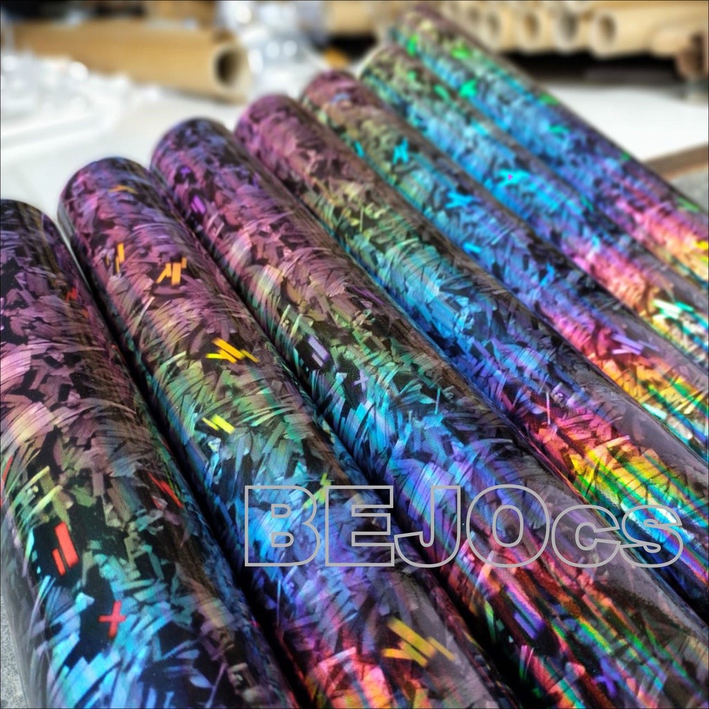 New RAINBOW HOLOGRAM FORGED CARBON STICKER FORGET CARBON MOTIF STICKER ...