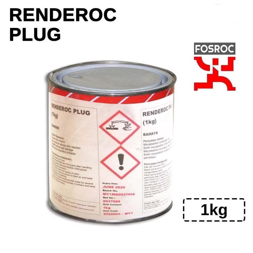 FOSROC Renderoc Plug 1kg Waterproof Cement Quick Dry Hydroply Hydro ...