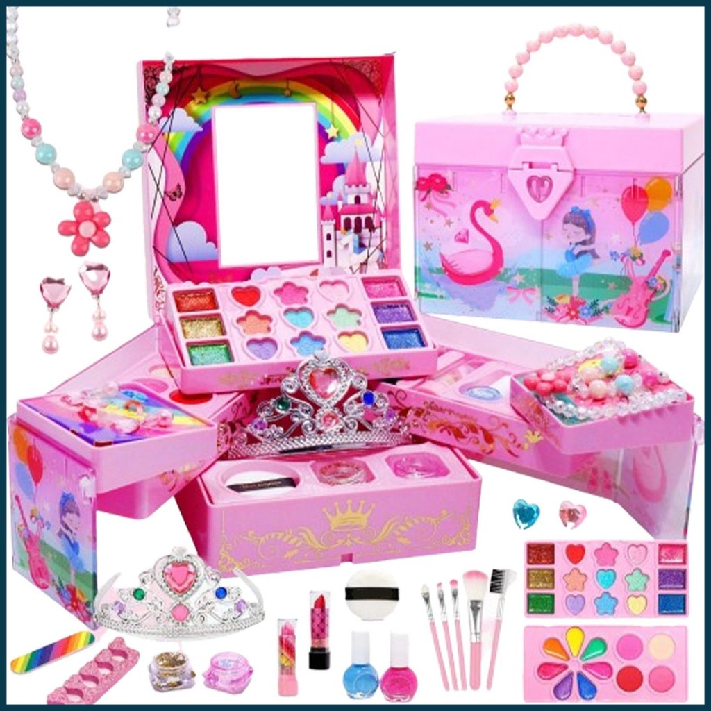 Girls Fake Makeup Set Pretend Play Toy Safe Fake Makeup Set for Little ...
