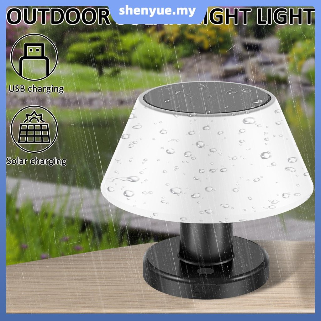 Solar Table Lamp USB Rechargeable Modern Table Light IP65 Waterproof ...