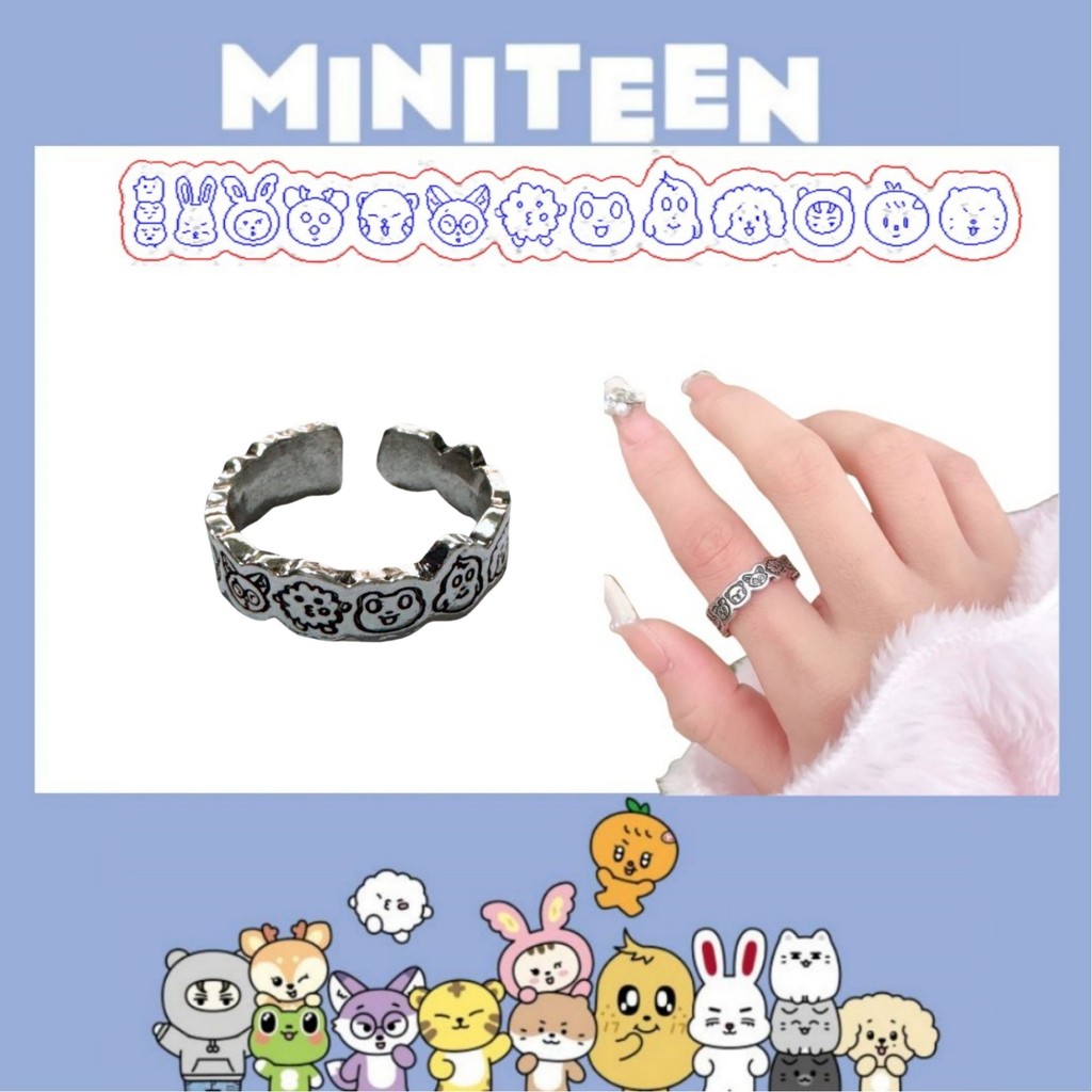 Kpop Idol Seventeen Rings Miniteen Cute Cartoon Face Pattern Ring ...