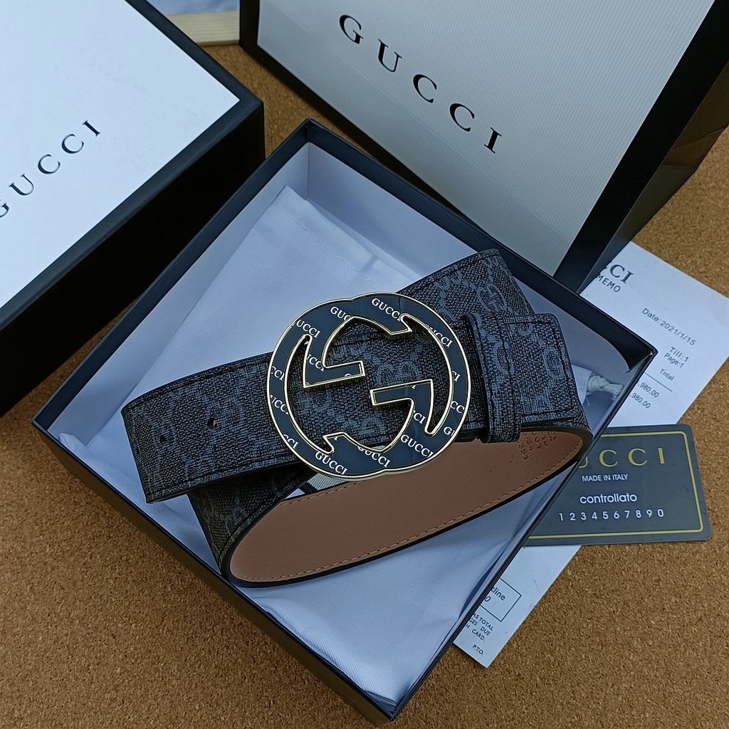 Gucci5025 Men's Belt Classic Cloth Pattern Four-Color Belt Handsome ...