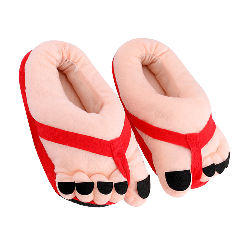 Funny Big Toe Shoes Fluffy Couple Shoes Plush Home Slippers for Indoor ...