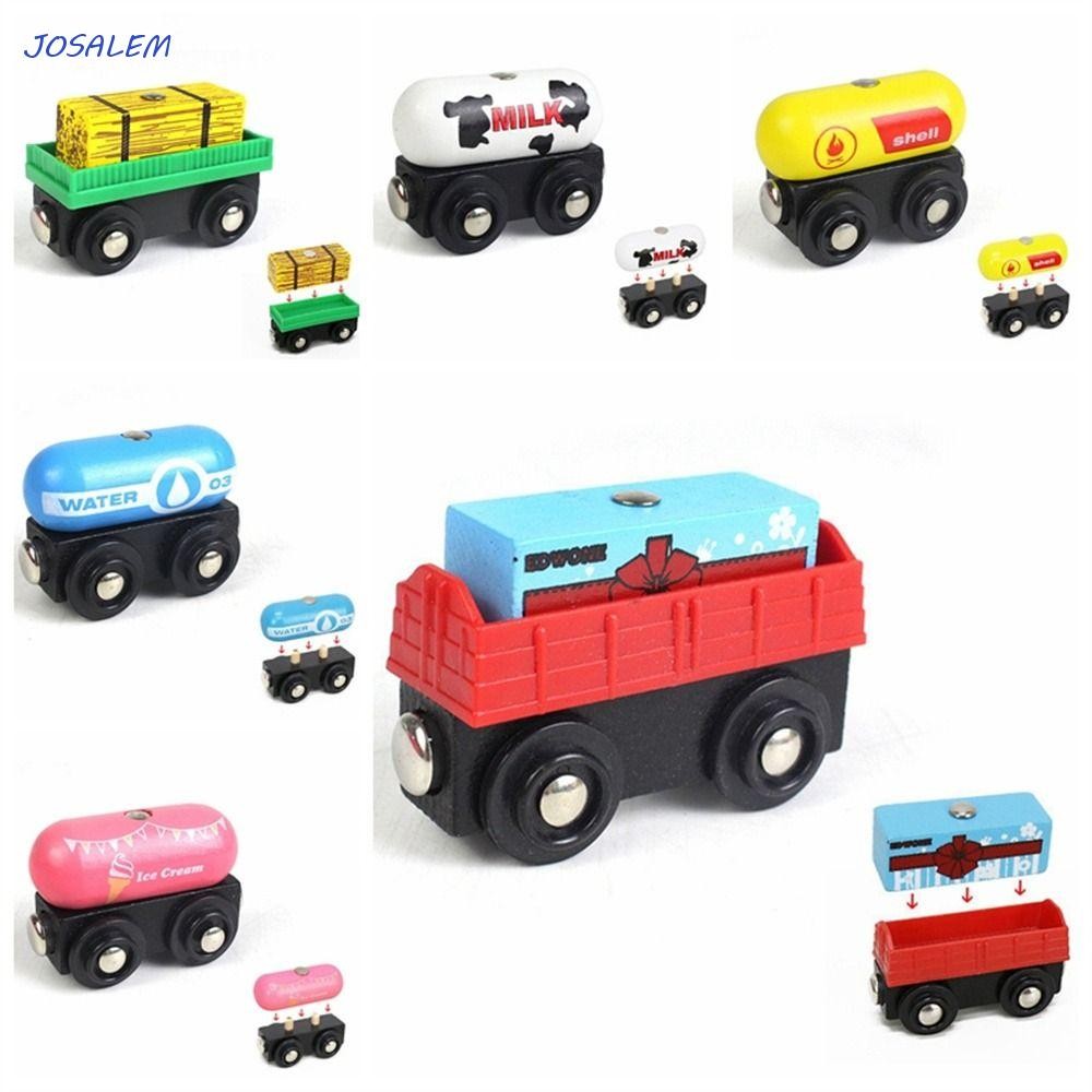 JOSALEM Magnetic Train Toys, Wooden Locomotive Railway Tracks Train ...