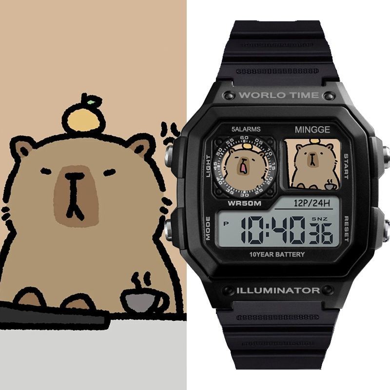 Jam Sukan Digital Budak Kartun Capybara – Penggera, Lampu Malam, Pemasa ...