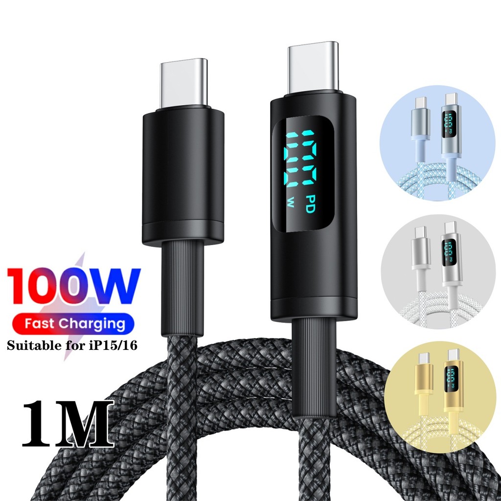 100W 5A USB C To USB Type C Cable Digital Display Suitable for Laptop ...