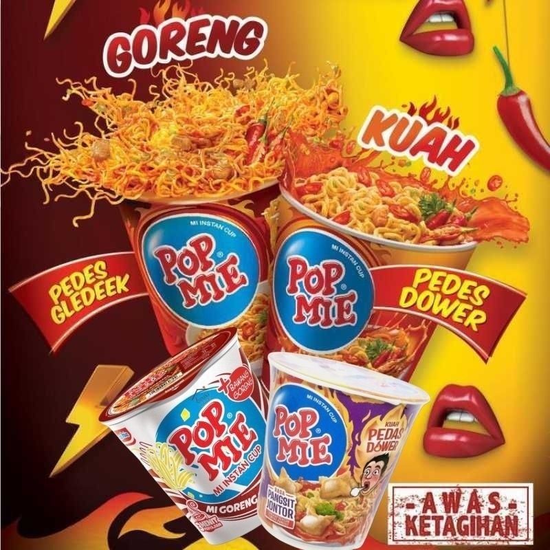 Indomie Pop Mie Mi Instan Cup Pedas Gledek/Kuah Dower/Pangsit Jontor ...