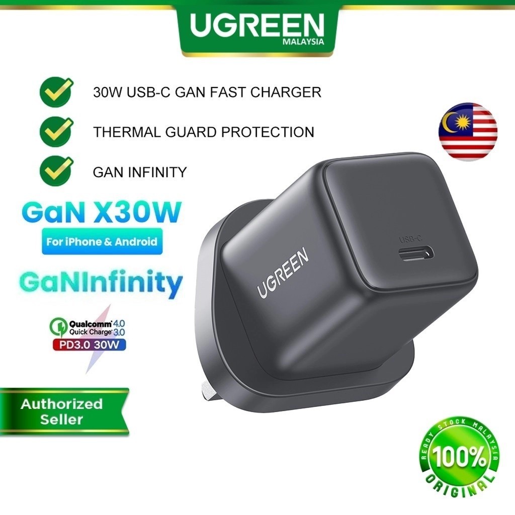 UGREEN 30W GaN Fast Charger Type C PD QC Fast Charging GaNInfinity Thermal Guard USB C UG-X513 ...
