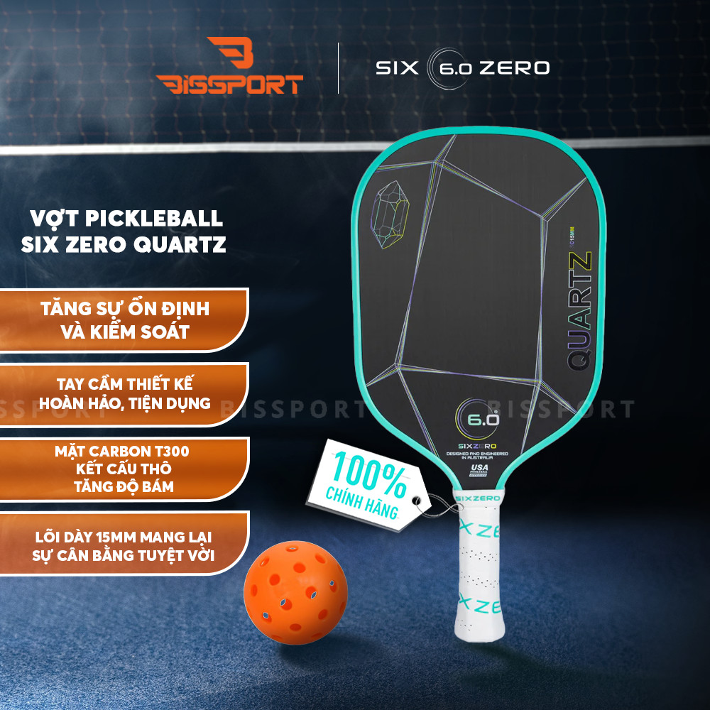 Genuine Six Zero Quartz Pickleball Racket Black with Blue Edge ...