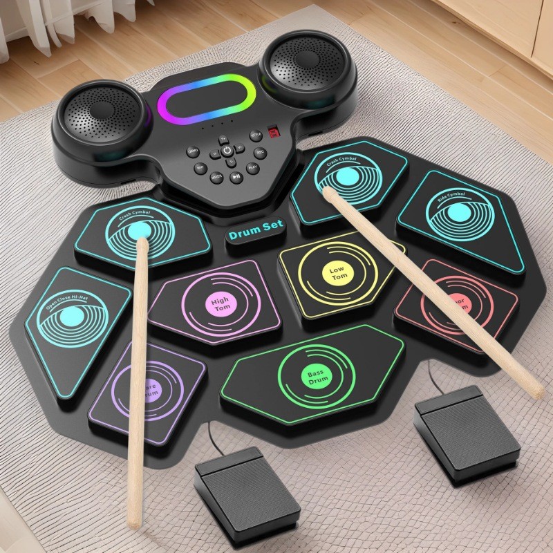 Roll-Up Electronic Drum Set – Portable Foldable Hand Drum Kit for Kids ...