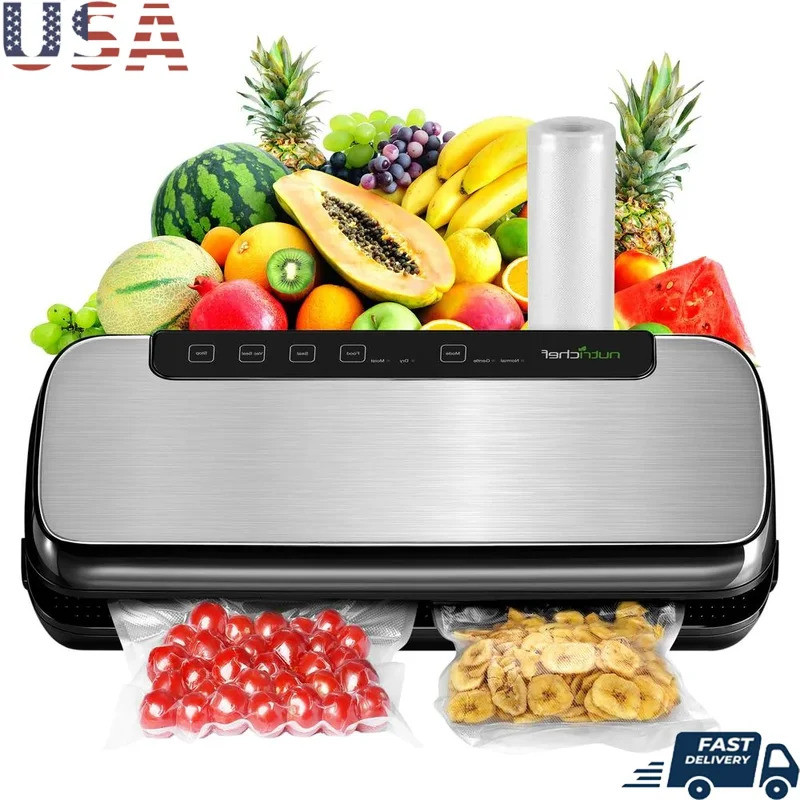 Food Vacuum Sealer Machine Stainless Steel Air Sealing System Dry Moist ...