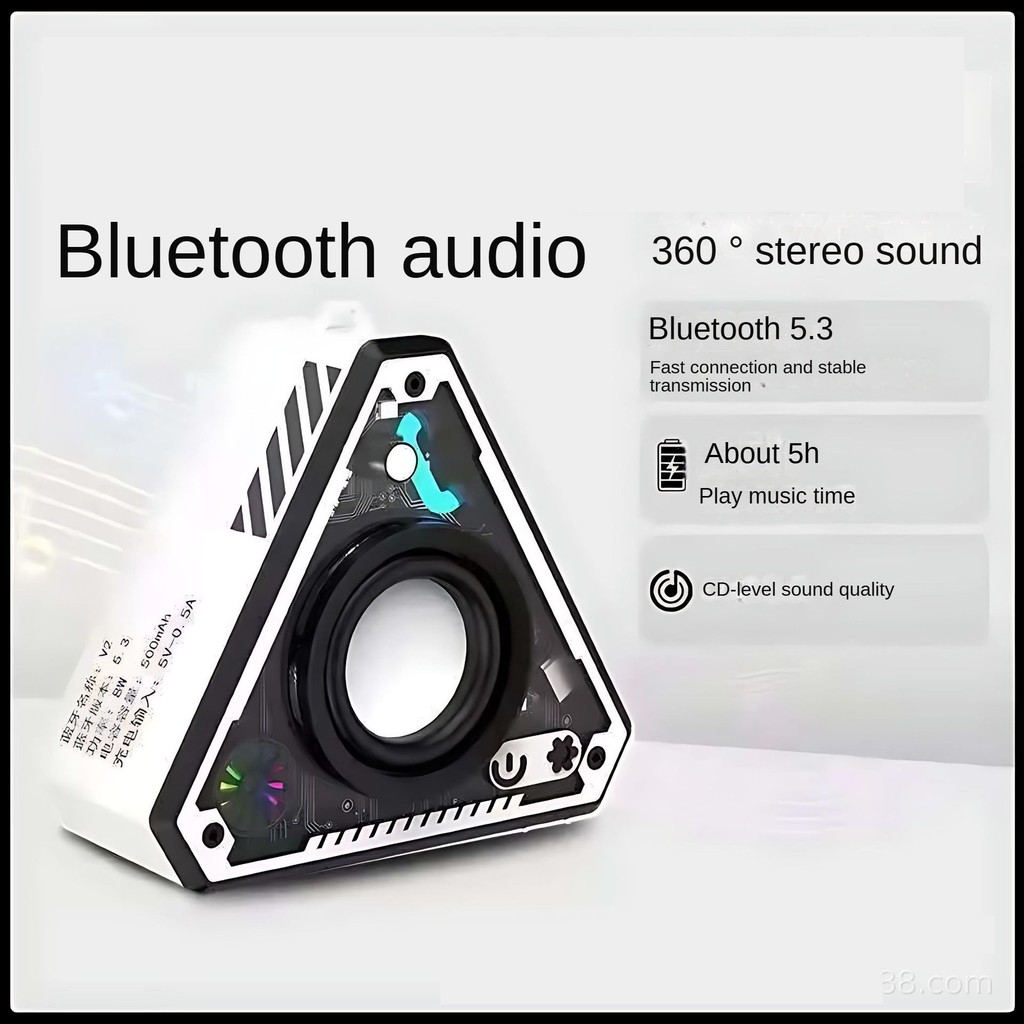 Transparent Colorful Light Bluetooth Speaker V2 Triangle Mech Bass ...
