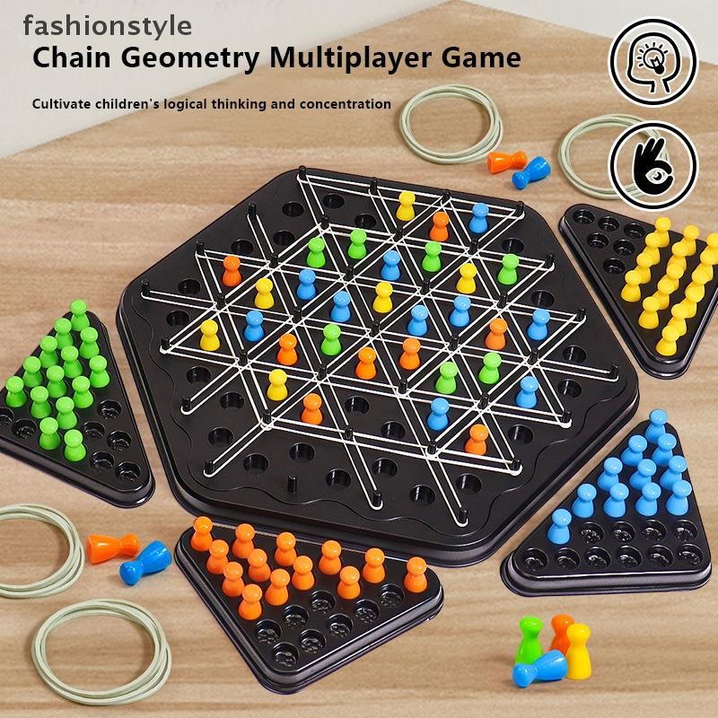 [Fashionstyle] 1 Set New Geometry Chain Chess Desktop Game Rubber Band ...