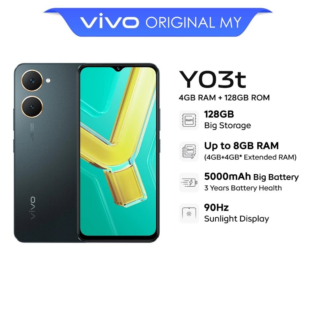 VIVO Y03T [(4+4)GB RAM 128GB ROM] - Original VIVO Malaysia | Shopee ...