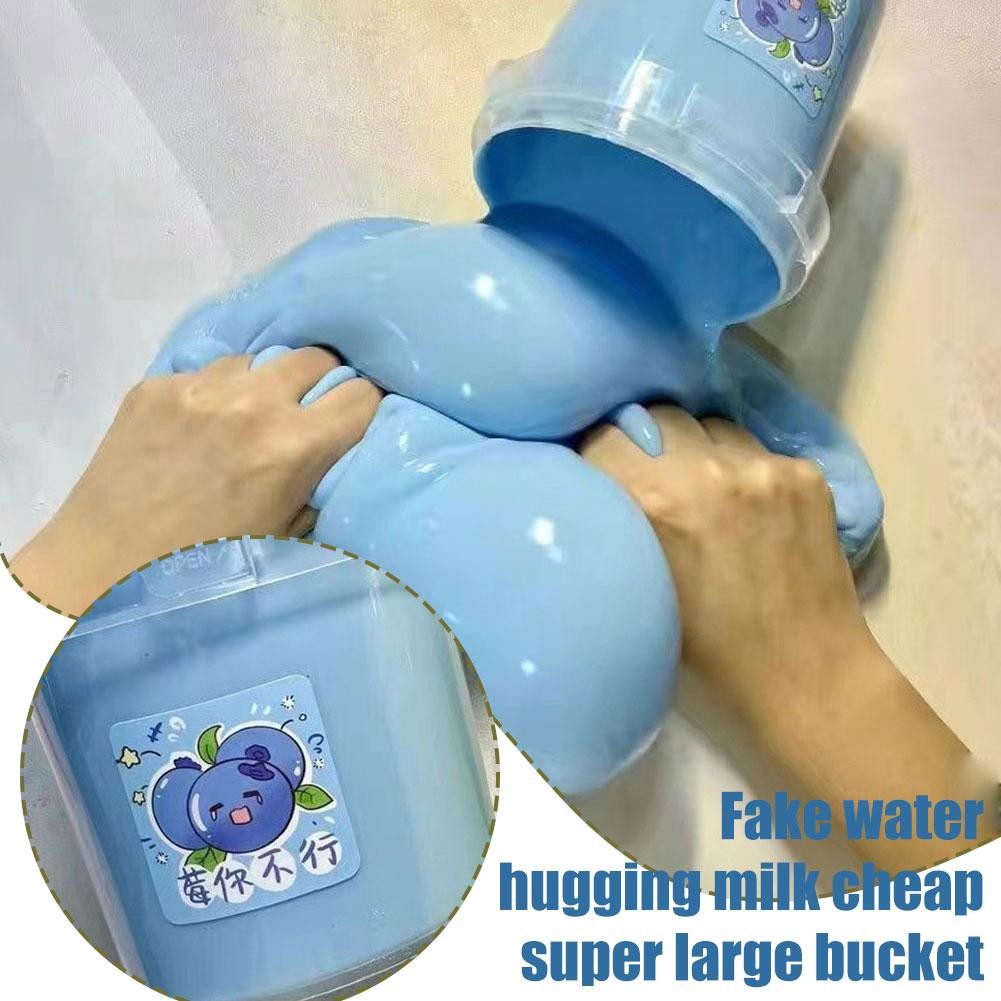 Cute Super Large Bucket Non-sticky Coverable Creative Slime Toy Q3d9 ...