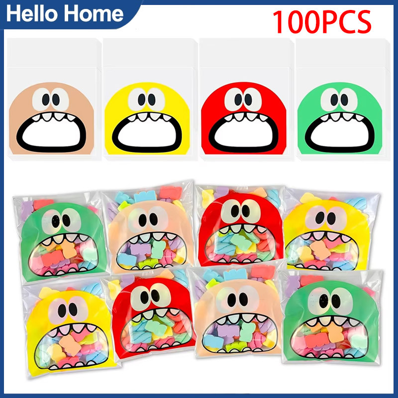 100pcs 7x7cm 10x10cm Cartoon Candy Cookies Opp Plastic Bag Self ...