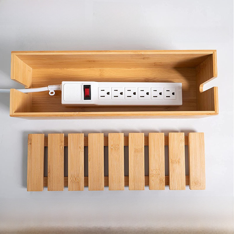 Wooden Junction Box Power Strip Storage Box Home Office Power Data ...