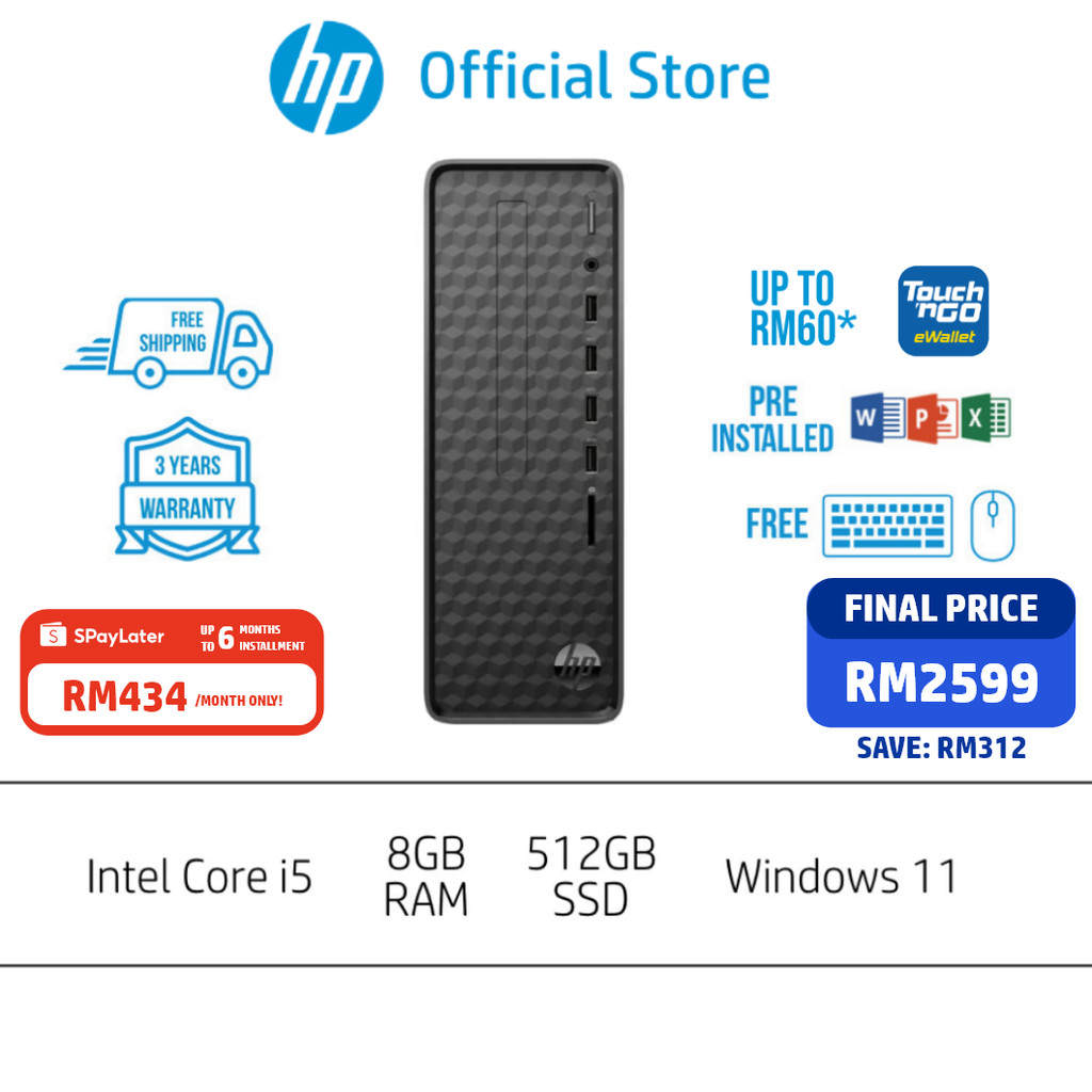 HP Slim Desktop S01-pF4003d PC / 14th generation Intel® Core™ i5 / 8GB ...
